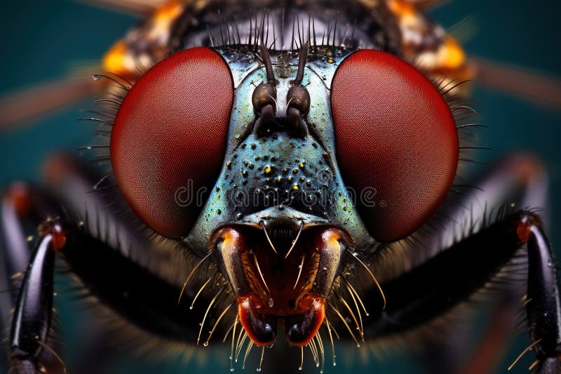 Macro Fly Eyes and Head. Generative AI Stock Illustration ...