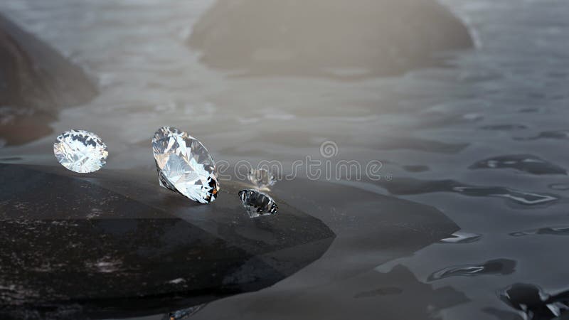 Macro Focus Side View of Diamonds of Different Sizes on Stones in ...