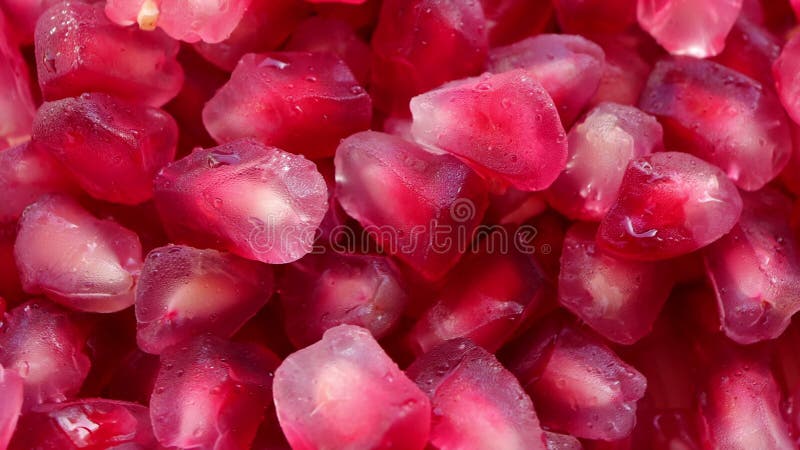 Macro Footage of Bright Fresh Red Pomegranate Fruit Seeds. Stock ...
