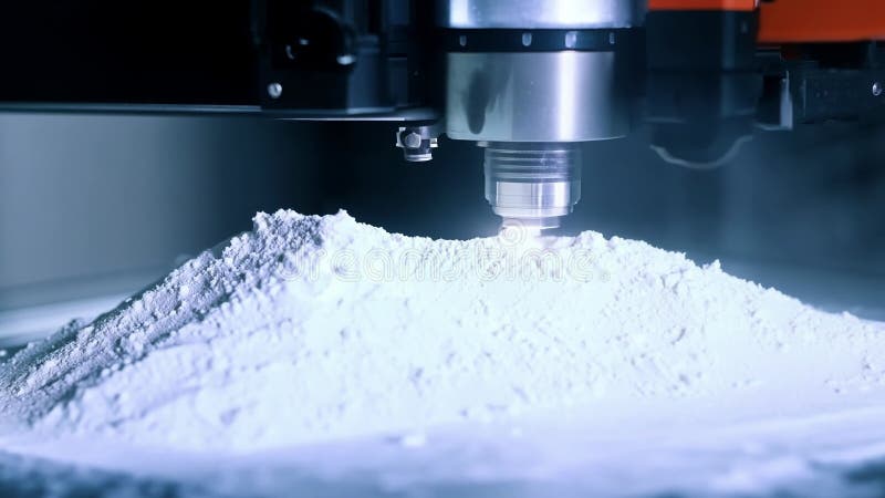 Macro Footage of a Powderbased 3D Printer Creating a Solid Object by ...