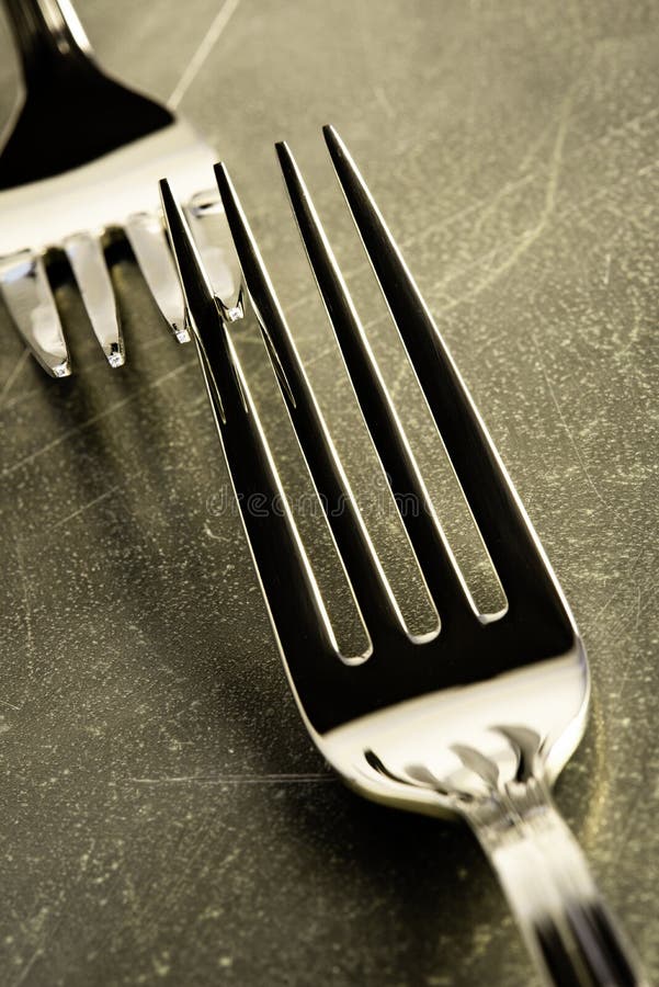 Macro of Fork on Metallic Background Stock Photo - Image of sharp, fork ...