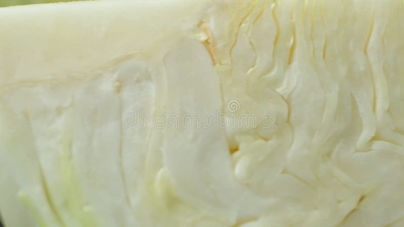 Macro Fresh White Cabbage Cut into Pieces, Slow Rotation Stock Video ...