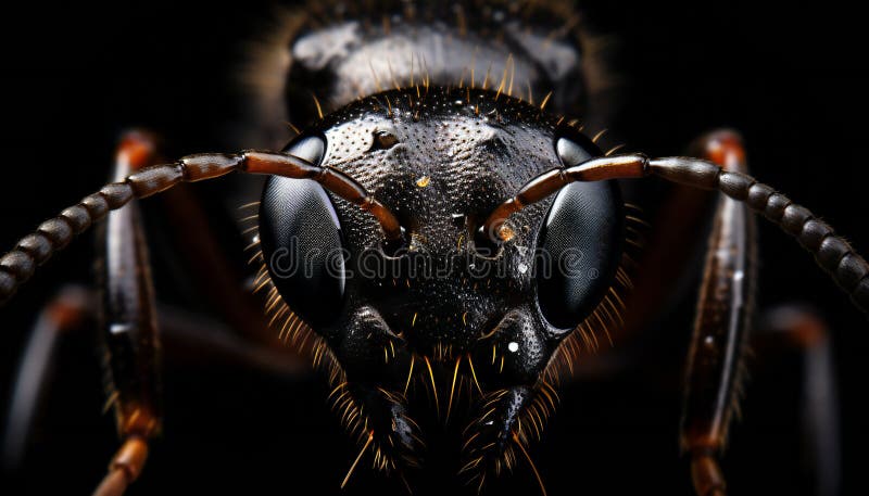 Macro Frontal Recreation of Head of a Black Ant Stock Illustration ...