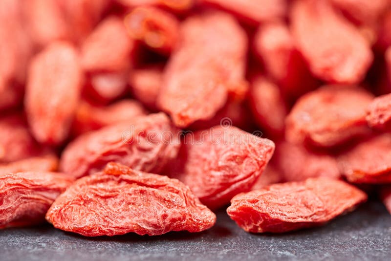 Macro of Goji Berries on Stone Plate Stock Photo - Image of ...