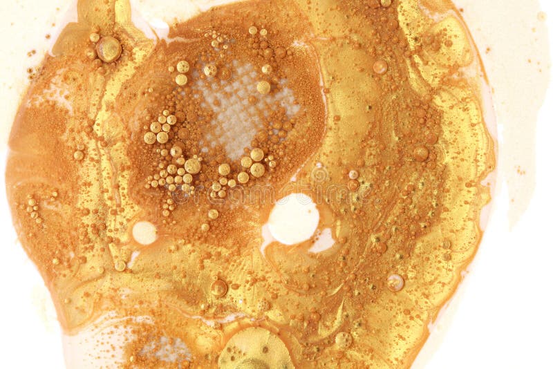 Macro Gold Bubble Drops. Abstract Flow Color Blots Horizontal ...