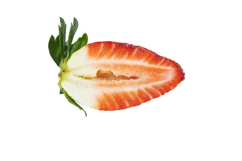 Macro Half Strawberry Isolated on White Background. Stock Photo - Image ...