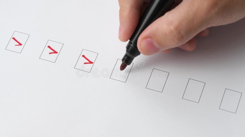 Macro of Hand Drawing Red Check Mark on Paper with Marker. Stock Video ...