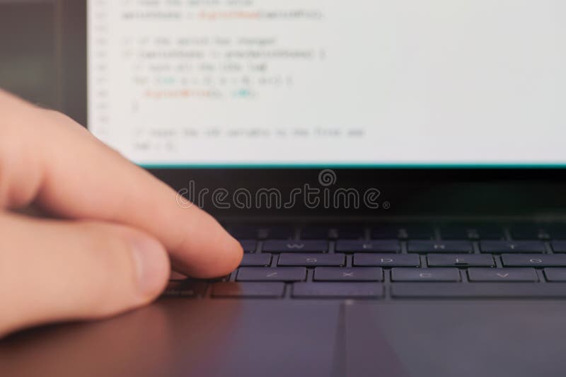 Macro of hand on keyboard stock image. Image of hand - 171180125