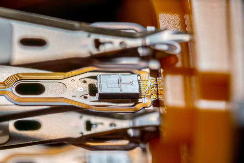 Macro Hard Disk Drive HDD Head. Stock Photo - Image of equipment, byte ...