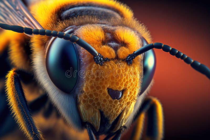 Macro of a Honey Bee. Generative AI Stock Illustration - Illustration ...