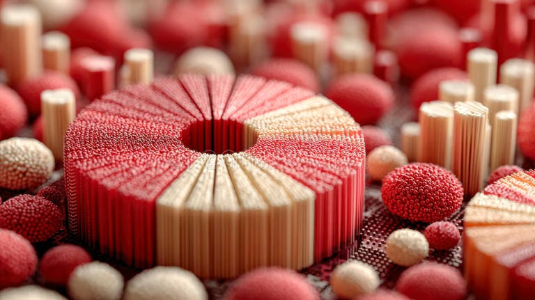 Macro Image of Abstract Red and Cream Cylindrical and Spherical ...