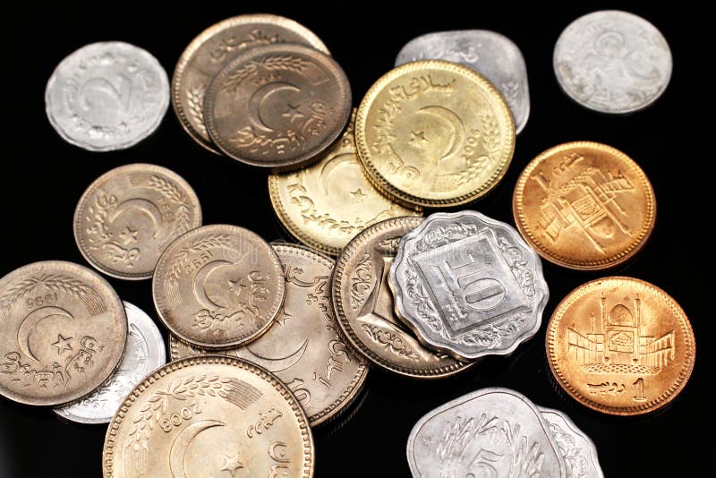 A Macro Image of Assorted Pakistani Coins Close Up Stock Photo - Image ...