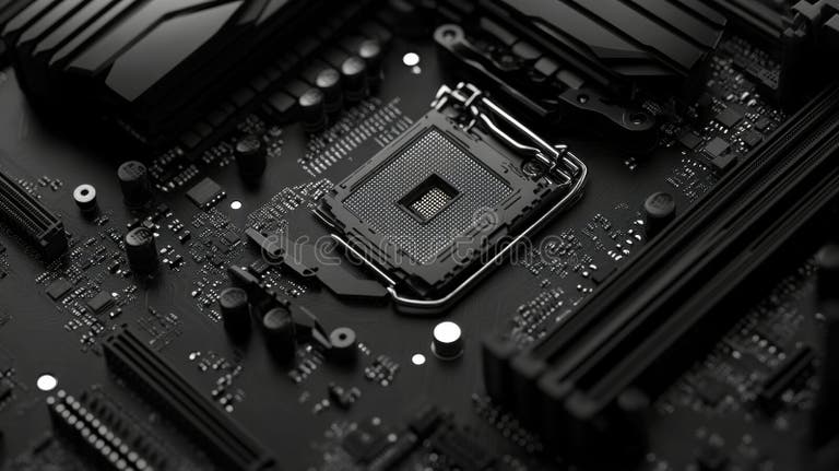 Macro Image of Black Computer Hardware Showcasing High-tech Textures ...