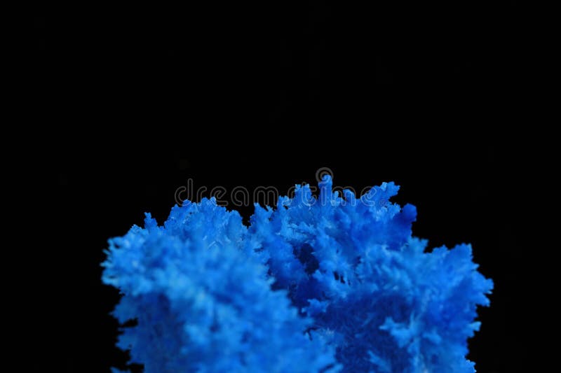 Macro Image Blue Salt Crystal on Black Background. Stock Photo - Image ...