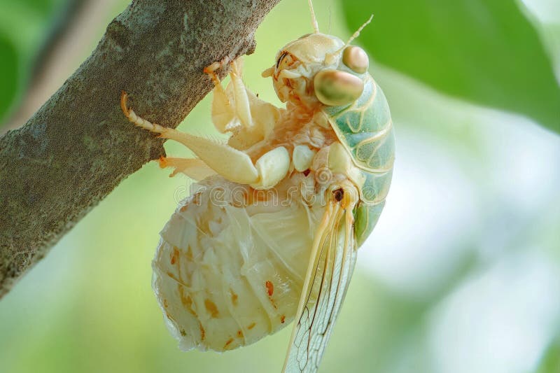 A Cicada Emerging from Its Exoskeleton Stock Illustration ...