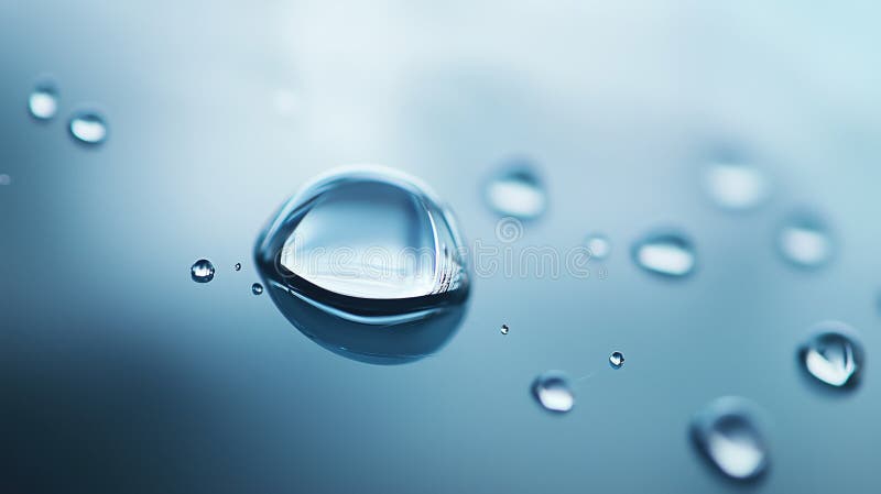 Close-up of Water Droplets on a Smooth Surface with Copy Space for ...