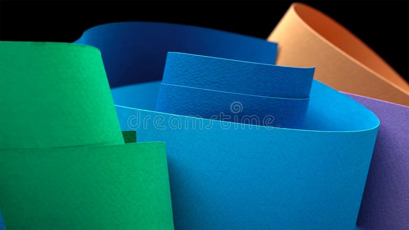 Macro Image Of Colorful Curved Sheets Of Paper Stock Photo - Image of ...