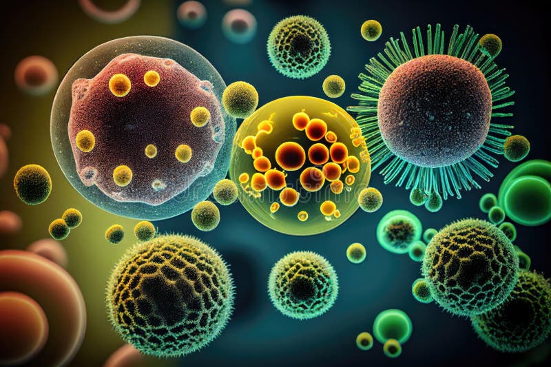 Macro Image of Different Pathogens : Virus, Bacteria, Microbes - AI ...