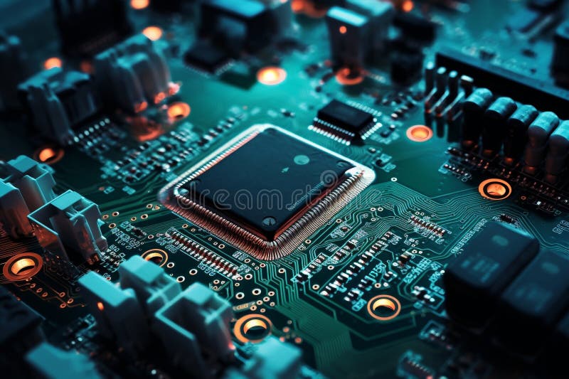 A Macro Image of an Electronic Circuit Board, with a Multitude of Parts ...