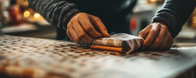 Close-up Shot of Hands Meticulously Folding a Crisp White Sheet ...