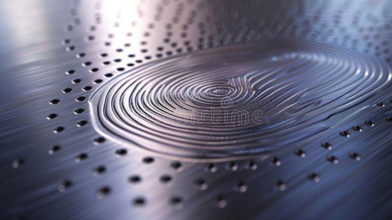 A Macro Image of a Fingerprint Sensor Embedded into a Sleek Metallic ...