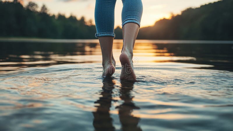 A Macro Image of a Foot Stepping in Water, Creating Ripples ...