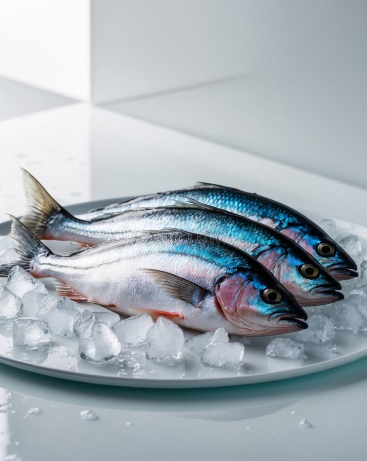 Macro Image of Fresh Fish on Ice in a Culinary Setting. Stock Image ...