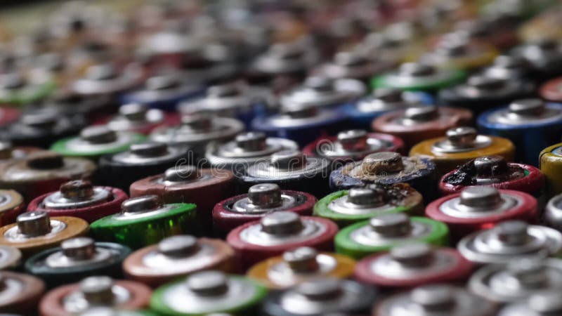 Macro Image of a Group of Colored Batteries Rotating in a Circle. Stock ...