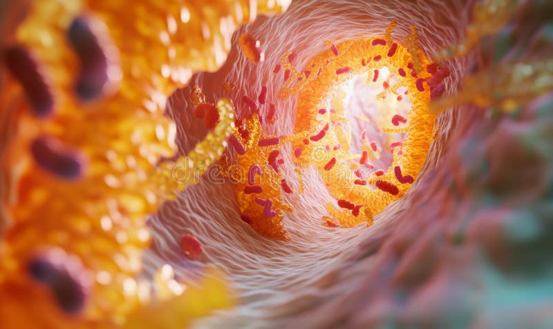 Macro Image of the Gut Structure, Intestinal Villi and Flora on the ...