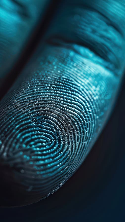 Close-up View of Unique Fingerprint Patterns on Skin Surface with Blue ...