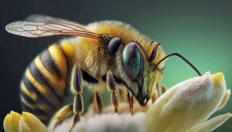 Macro Image of a Honeybee, Generative Ai Stock Photo - Image of ...
