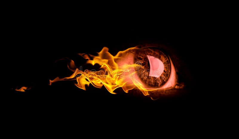 Macro Image of Human Eye with Fire Flames Stock Image - Image of female ...