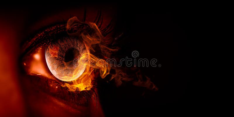 Macro Image of Human Eye with Fire Flames Stock Photo - Image of color ...