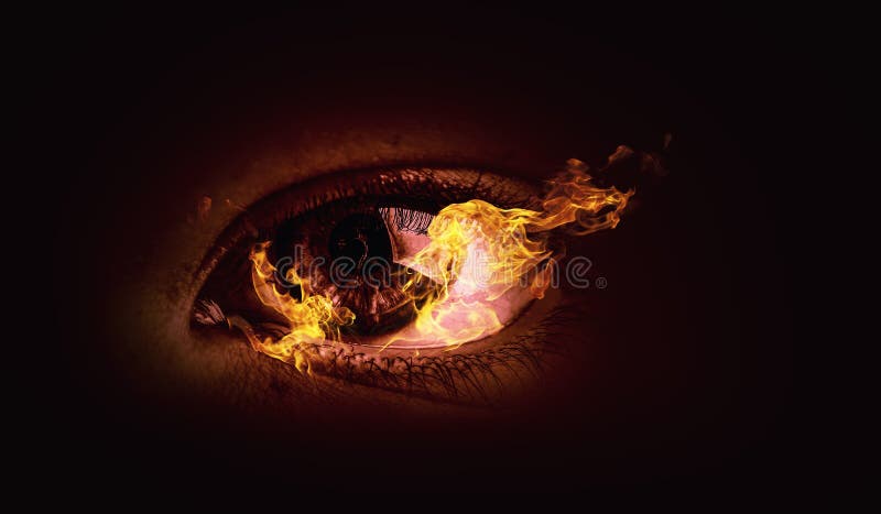 Macro Image of Human Eye with Fire Flames Stock Image - Image of human ...