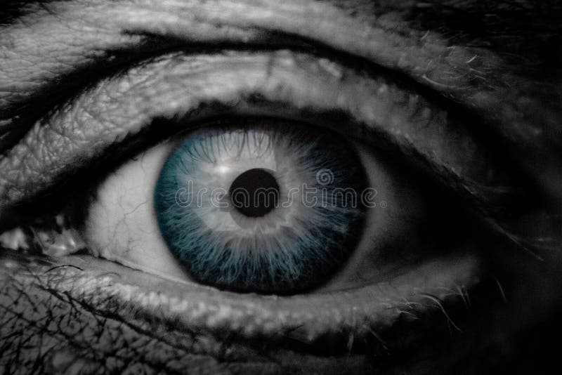 Macro Image of Human Sad Blue Eye with Tears, Close-up Details Stock ...