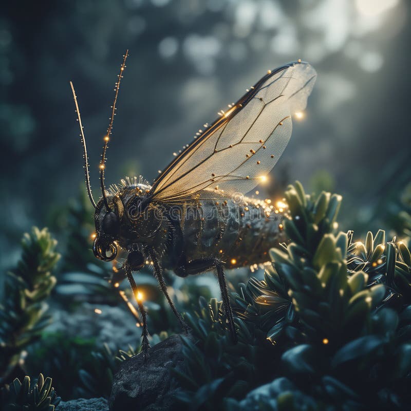 Macro Image of an Insect in Dramatic Sci-Fi Light, Dark Fantasy Insect ...
