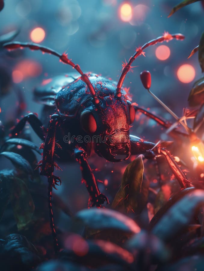 Macro Image of an Insect in Dramatic Sci-Fi Light, Dark Fantasy Insect ...
