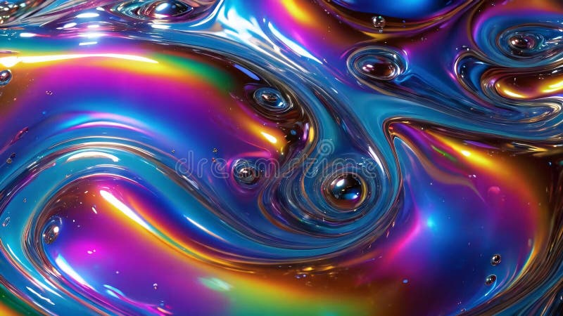 The Macro Image of a Liquid Has a Clear, Iridescent, Sparkling, Shiny ...