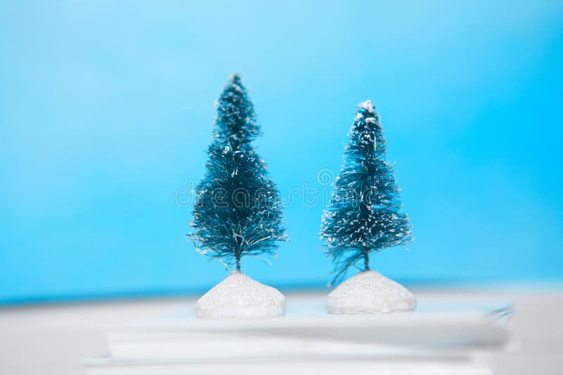 Miniature fir trees stock photo. Image of toys, celebration - 130174514