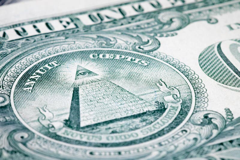 Macro Image of One Dollar Bill with a Truncated Pyramid and an All ...