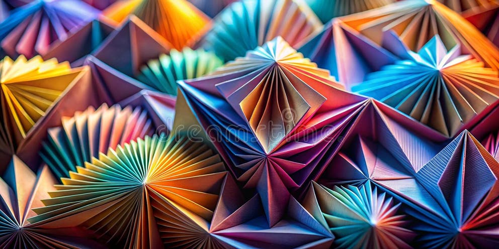 Macro Image of Paper Folded in Geometric Shapes Stock Illustration ...