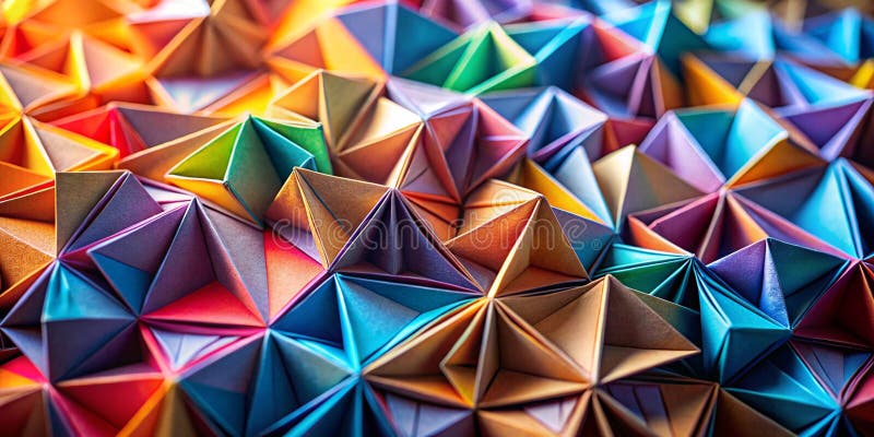 Macro Image of Paper Folded in Geometric Shapes, Three-dimensional ...