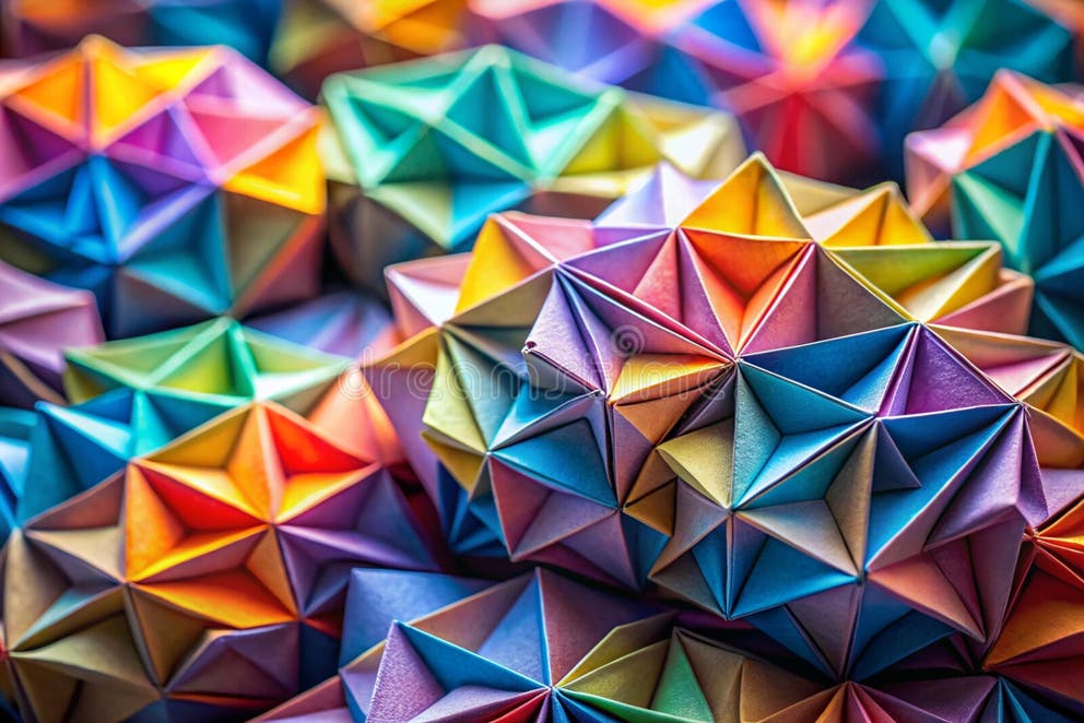 Macro Image of Paper Folded in Geometric Shapes, Three-dimensional ...