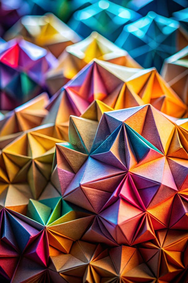 Macro Image of Paper Folded in Geometric Shapes, Three-dimensional ...