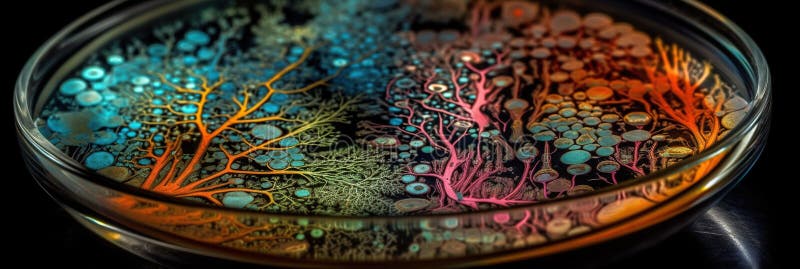 A Macro Image of a Petri Dish, Showcasing the Colorful, Intricate ...