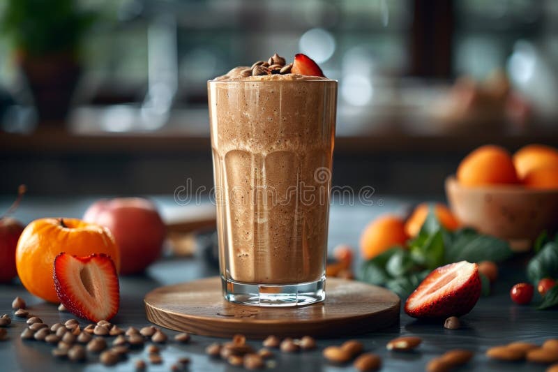 Macro Image of a Protein Shake with Various Ingredients on a Kitchen ...