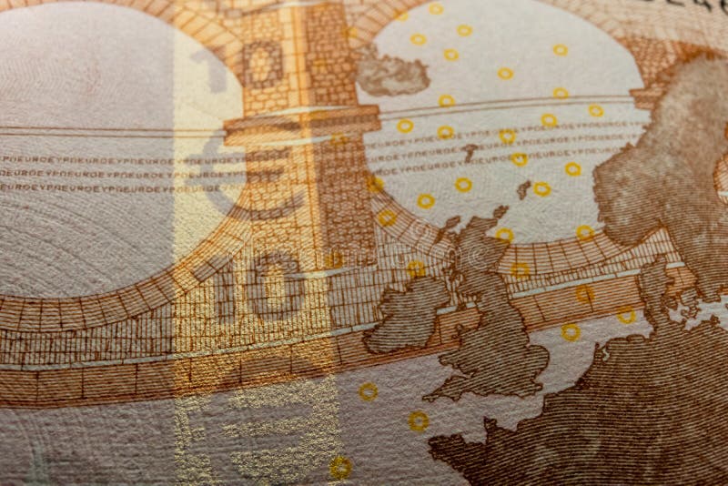 A Macro Image of the Red Microprint and Fluorescent Ink on a Euro ...