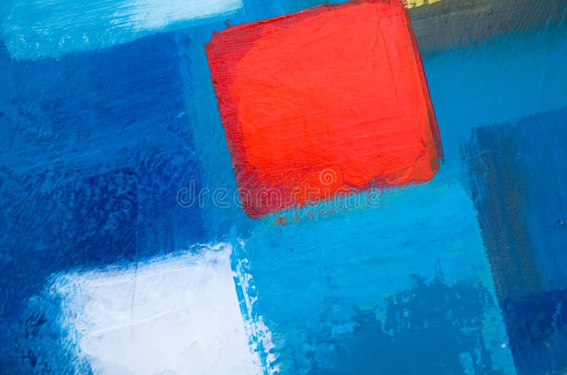 Macro Image Red Square on Blue Paint Abstract Details Stock Photo ...