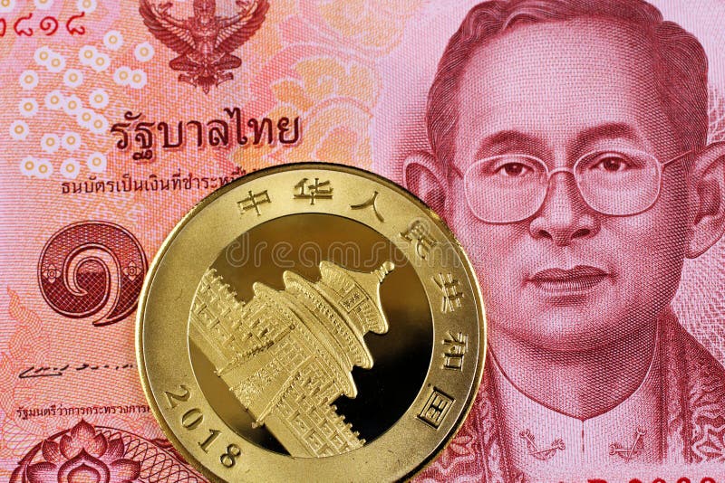 100 Thai Bhat Note with a Chinese Gold Coin Stock Image - Image of ...