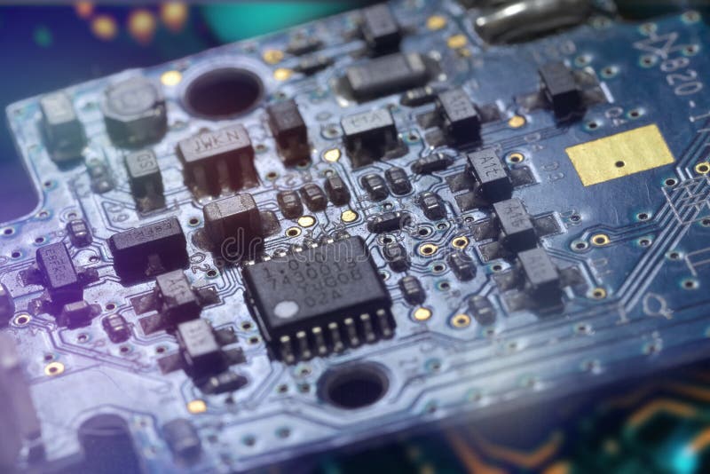 Macro Shot of High-Density Electronic Circuit Board with Mixed Surface ...